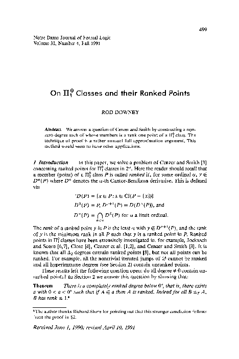 (PDF) On $\Pi^0_1$ classes and their ranked points