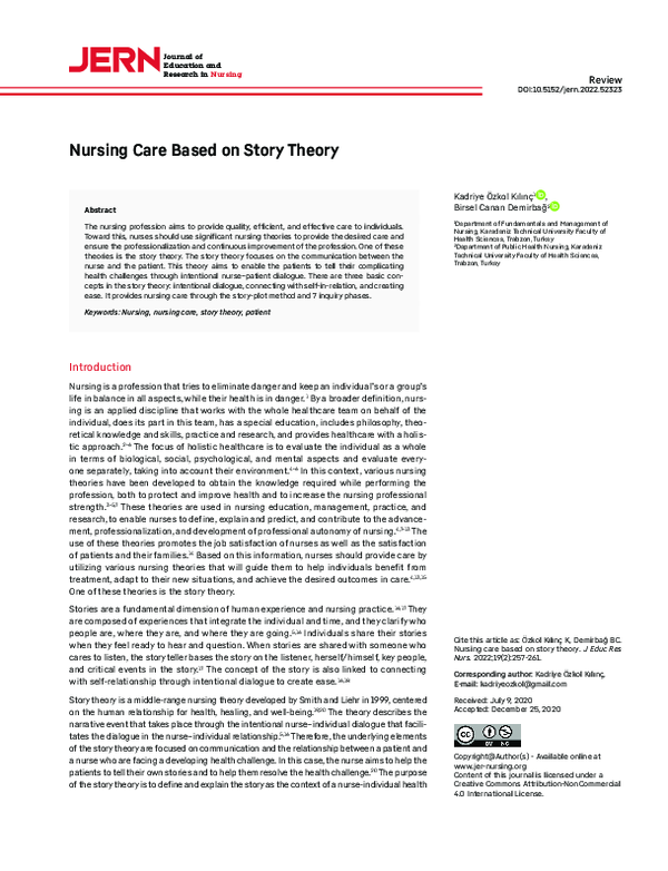 (PDF) Nursing Care Based on Story Theory