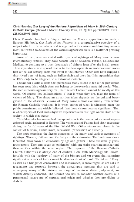 (PDF) Chris Maunder, Our Lady of the Nations: Apparitions of Mary in ...