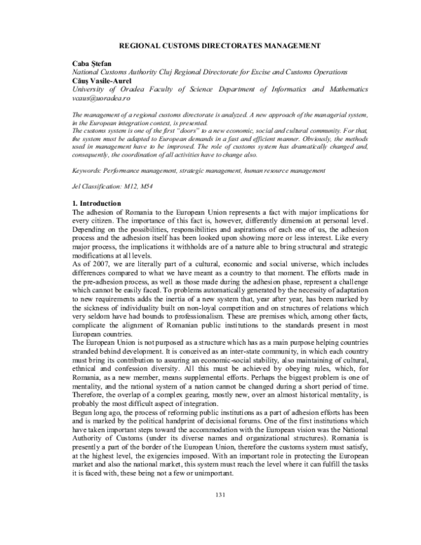 (PDF) REGIONAL CUSTOMS DIRECTORATES MANAGEMENT