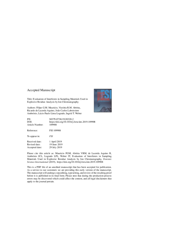 (PDF) Evaluation of interferers in sampling materials used in explosive ...