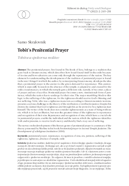 (PDF) Tobit’s Penitential Prayer
