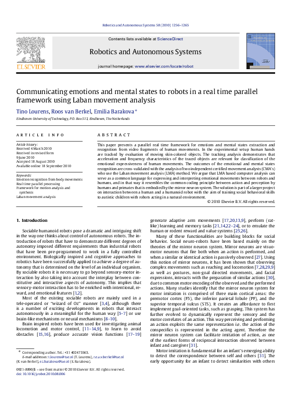 (PDF) Communicating emotions and mental states to robots in a real time ...