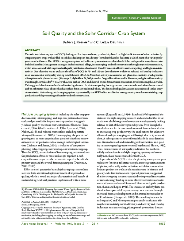 (PDF) Soil Quality and the Solar Corridor Crop System | Charles (LeRoy ...