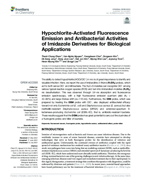 (PDF) Hypochlorite-Activated Fluorescence Emission and Antibacterial ...