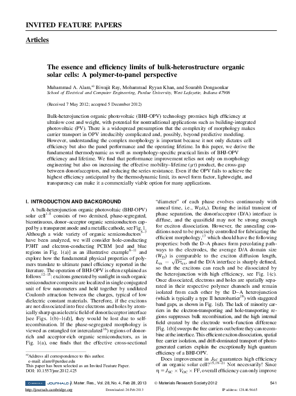 (PDF) The essence and efficiency limits of bulk-heterostructure organic ...