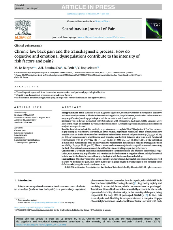 (PDF) Chronic low back pain and the transdiagnostic process: How do ...