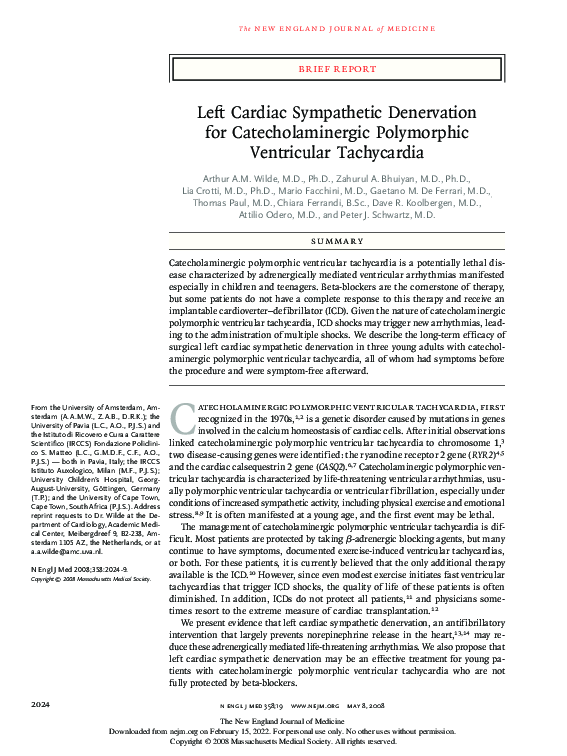 (PDF) Left Cardiac Sympathetic Denervation for Catecholaminergic Polymorphic Ventricular ...