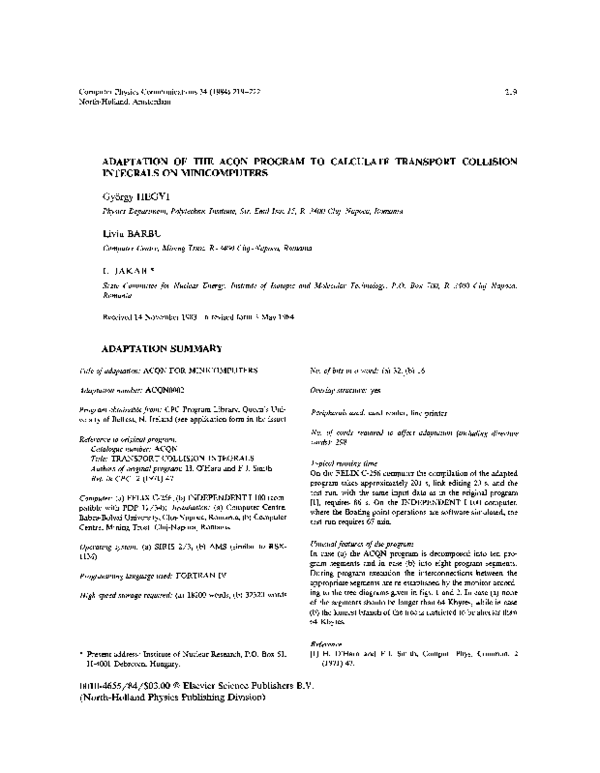 (PDF) Adaptation of the ACQN program to calculate transport collision ...