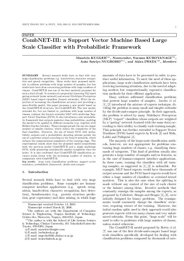 (PDF) CombNET-III: A Support Vector Machine Based Large Scale Classifier with Probabilistic ...