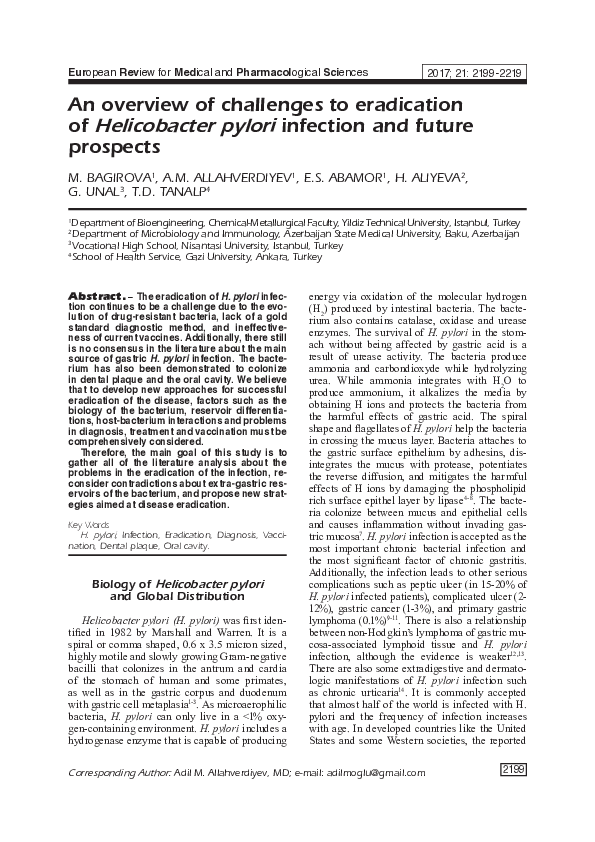 (PDF) An overview of challenges to eradication of Helicobacter pylori ...