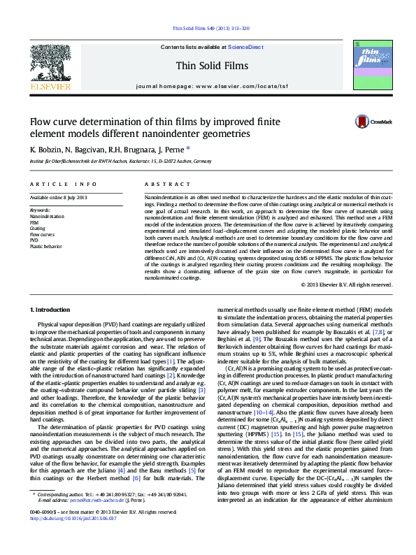 (PDF) Flow curve determination of thin films by improved finite element ...