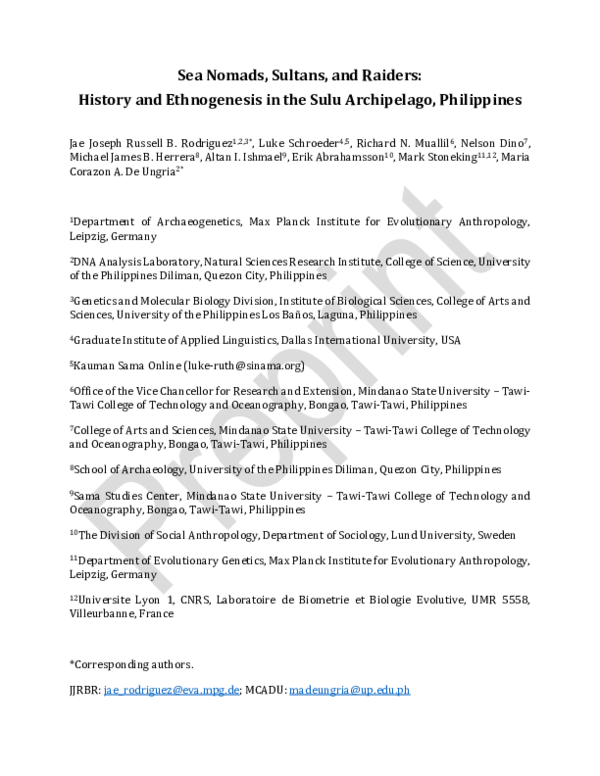 (PDF) Sea Nomads, Sultans, and Raiders: History and Ethnogenesis in the ...