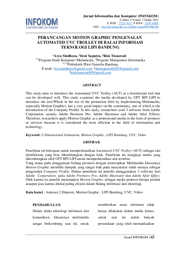 (PDF) Perancangan Motion Graphic Pengenalan Automated Uvc Trolley DI ...
