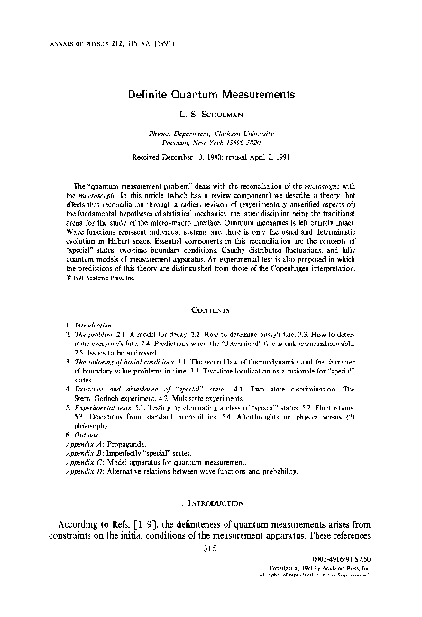 (PDF) Definite quantum measurements