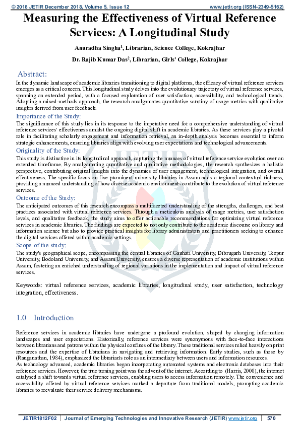 (PDF) Measuring the Effectiveness of Virtual Reference Services: A ...