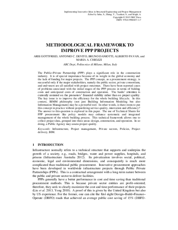 (PDF) Methodological Framework to Improve PPP Projects