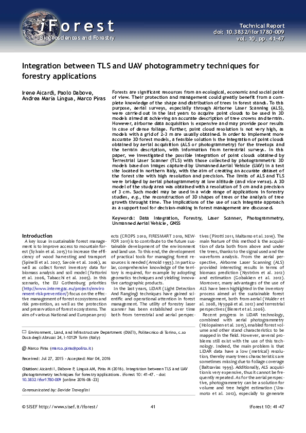 (PDF) Integration between TLS and UAV photogrammetry techniques for ...