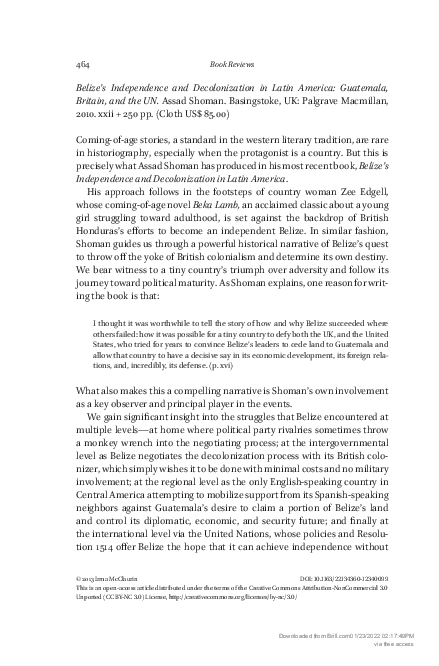 (PDF) Belize’s Independence and Decolonization in Latin America ...