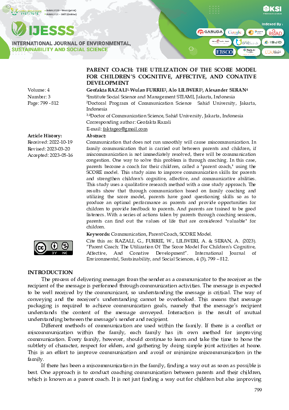 (PDF) The Utilization of the Score Model for Children’s Cognitive ...