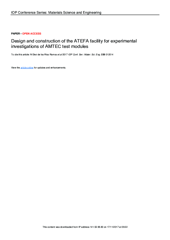 (PDF) Design and construction of the ATEFA facility for experimental ...