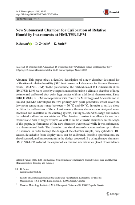 (PDF) New Submersed Chamber for Calibration of Relative Humidity ...