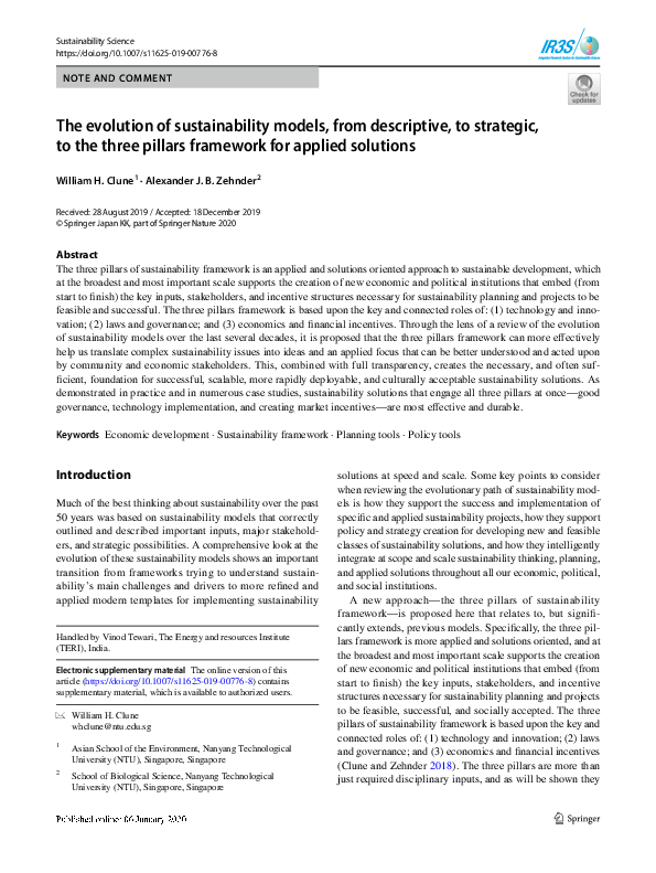 (PDF) The evolution of sustainability models, from descriptive, to ...