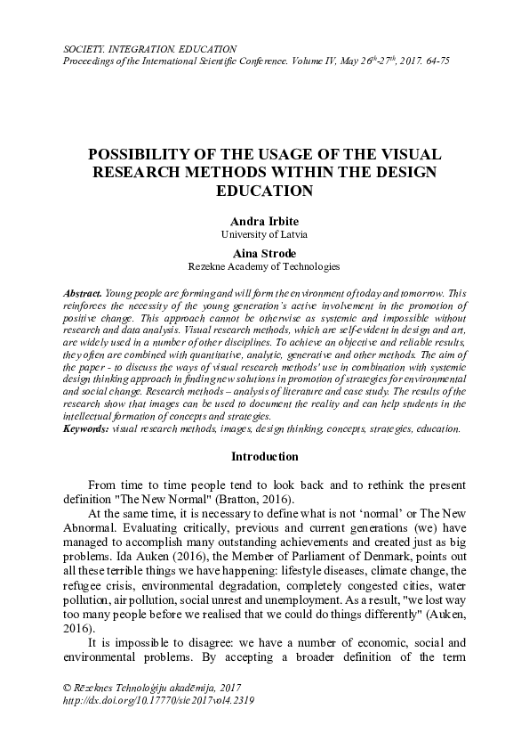 (PDF) Possibility of the Usage of the Visual Research Methods Within ...