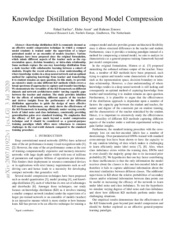 (PDF) Knowledge Distillation Beyond Model Compression (PDF) Knowledge Distillation Beyond Model Compression