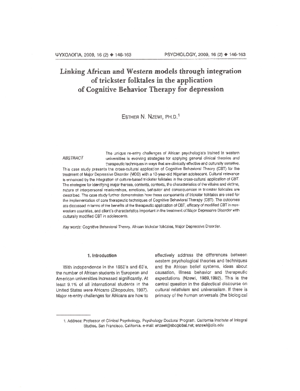 (PDF) Linking African & Western Models thru Trickster Folktales