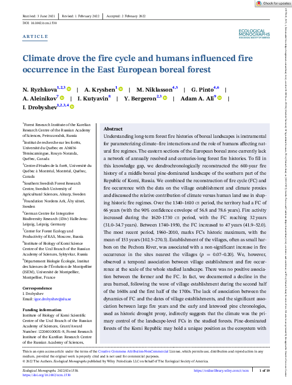 (PDF) Climate drove the fire cycle and humans influenced fire ...