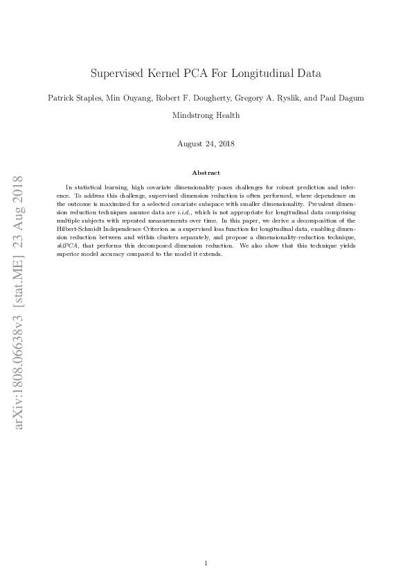 (PDF) Kernel PCA for Improved Longitudinal Data Analysis