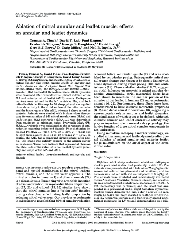 (PDF) Ablation of mitral annular and leaflet muscle: effects on annular ...
