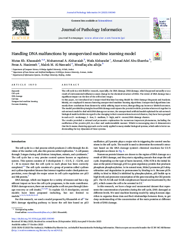 (PDF) Handling DNA malfunctions by unsupervised machine learning model