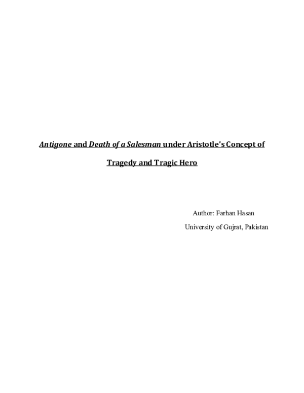 (DOC) Antigone and Death of a Salesman under Aristotle's Concept of ...