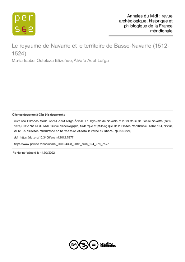 (PDF) Le royaume de Navarre et le territoire de Basse-Navarre (1512 ...