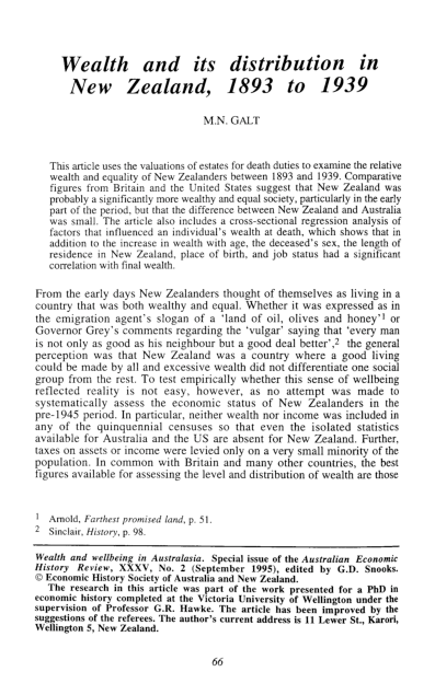 (PDF) Wealth and its distribution in New Zealand, 1893 to 1939