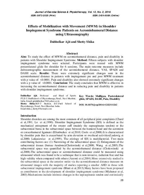 (PDF) Effects of Mobilization with Movement (MWM) in Shoulder ...