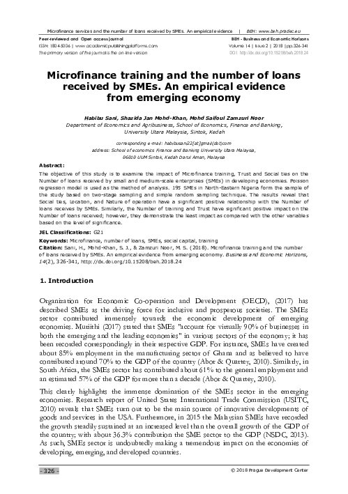 (PDF) Microfinance training and the number of loans received by SMEs ...