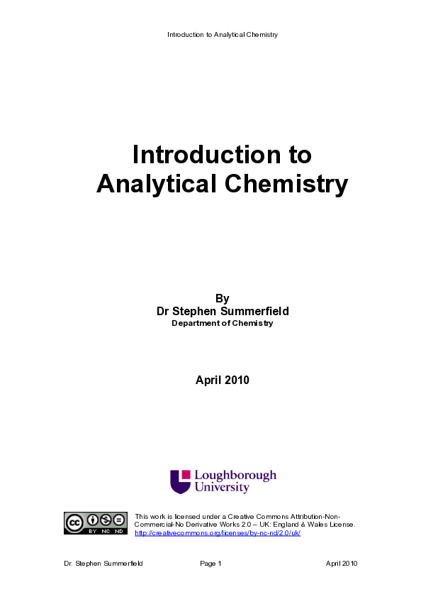 (PDF) Introduction to Analytical Chemistry