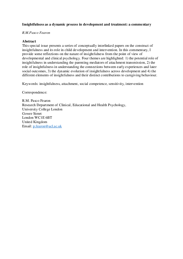(PDF) Insightfulness as a dynamic process in development and treatment ...