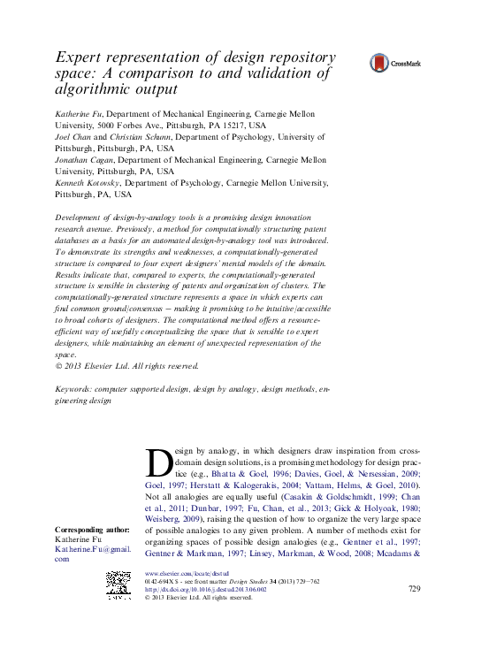 (PDF) Expert representation of design repository space: A comparison to and validation of ...