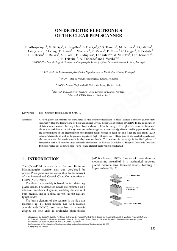 (PDF) On-Detector Electronics of the Clear Pem Scanner | FERNANDO ...