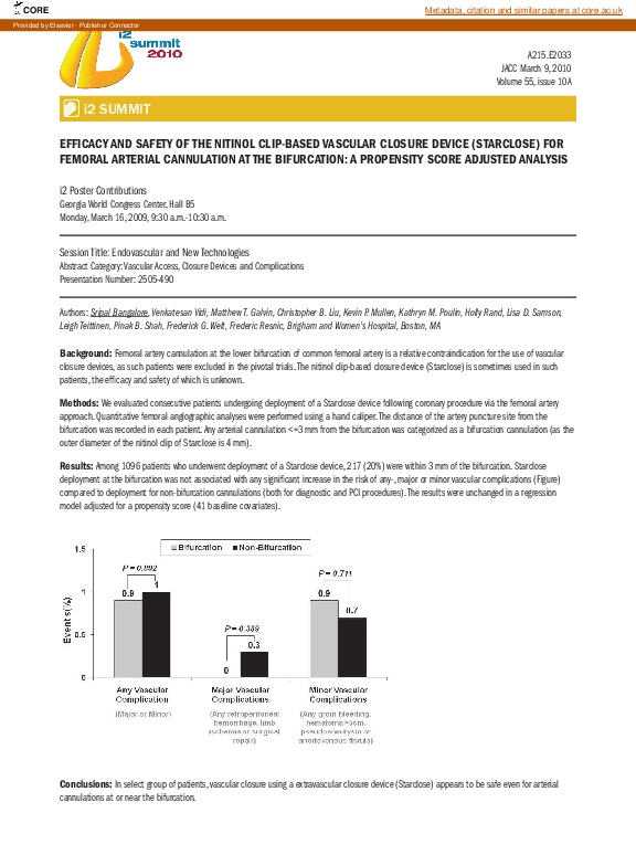 (PDF) Efficacy and Safety of the Nitinol Clip-Based Vascular Closure ...