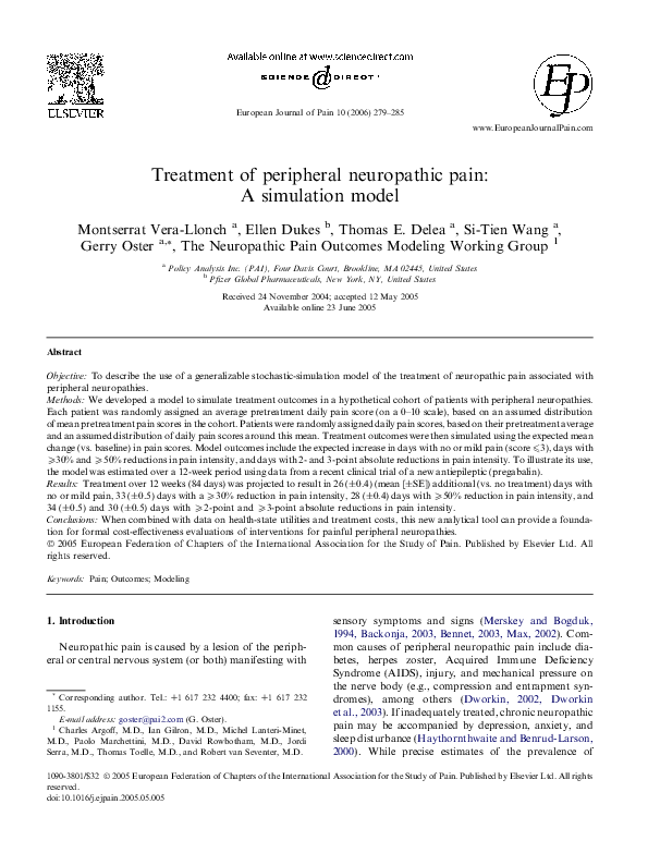 (PDF) Treatment of peripheral neuropathic pain: A simulation model