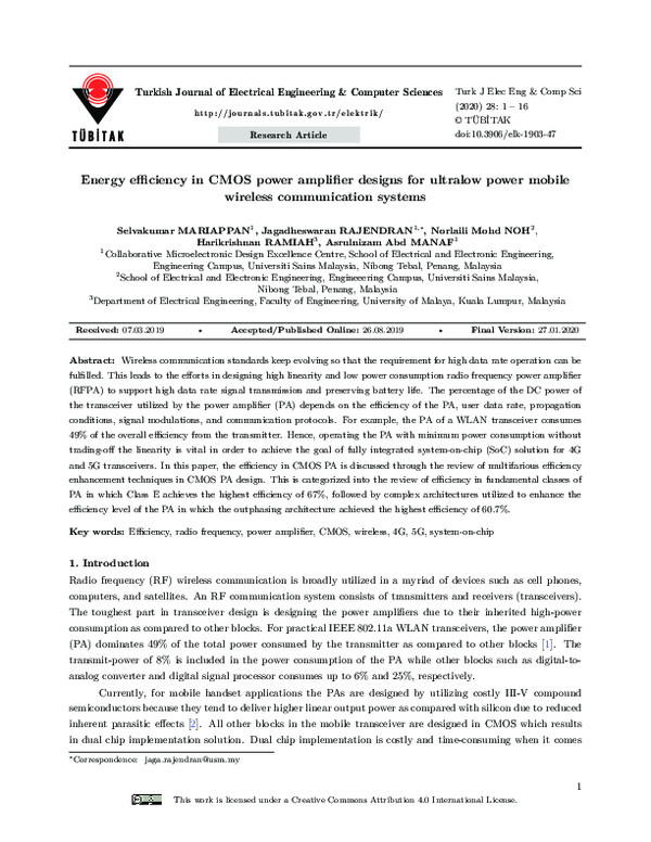 (PDF) Energy efficiency in CMOS power amplifier designs for ultralow ...