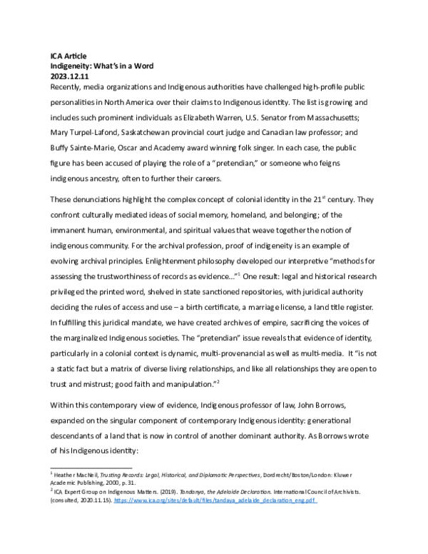 (DOC) Pretendian - What's in a Name?