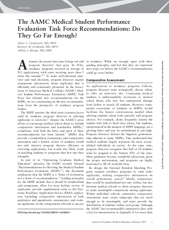 (PDF) The AAMC Medical Student Performance Evaluation Task Force ...