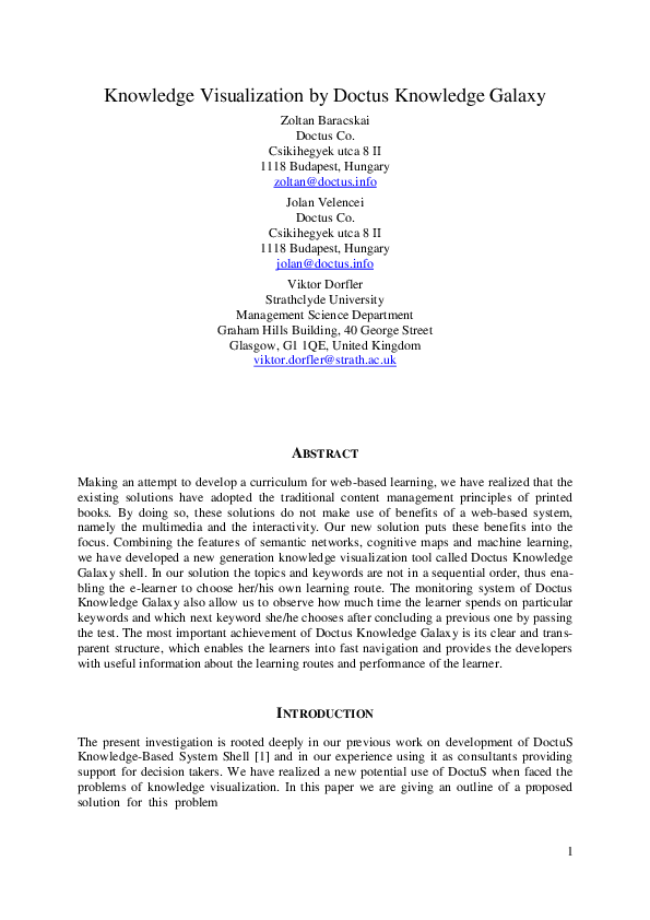 (PDF) Knowledge Visualization by Doctus Knowledge Galaxy