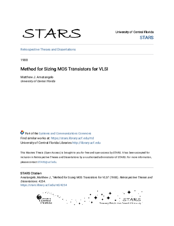 (PDF) Method for sizing mos transistors for vlsi